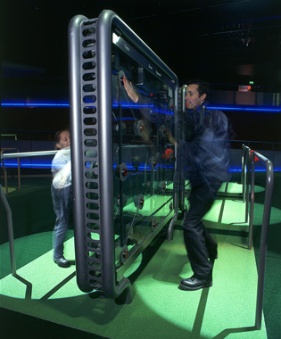 On the left "Touch" by Mario Sattchi, an installation that ...